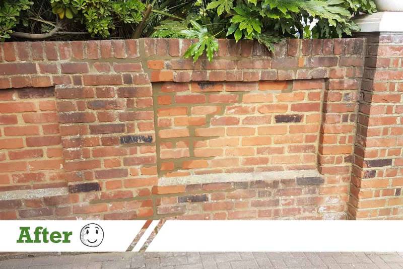 Brick wall repaired with stainless steel rods | UK Restoration